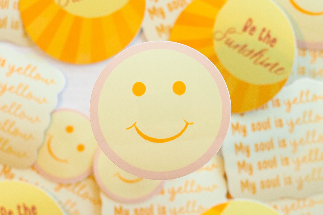 Smiley Face Vinyl Sticker Happiness Vinyl Sticker Happy Face Sticker ...