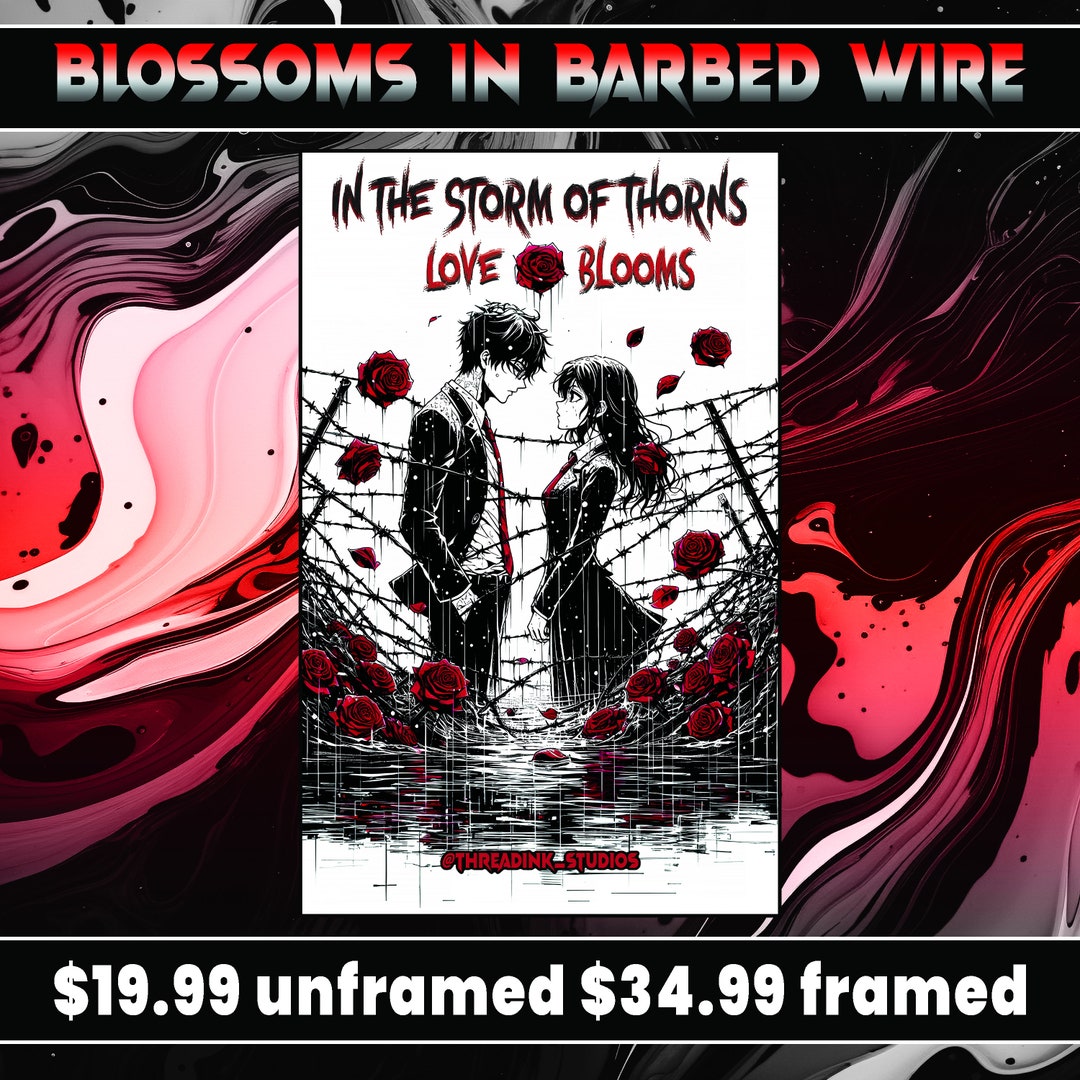 Blossoms in Barbed Wire Poster - Etsy