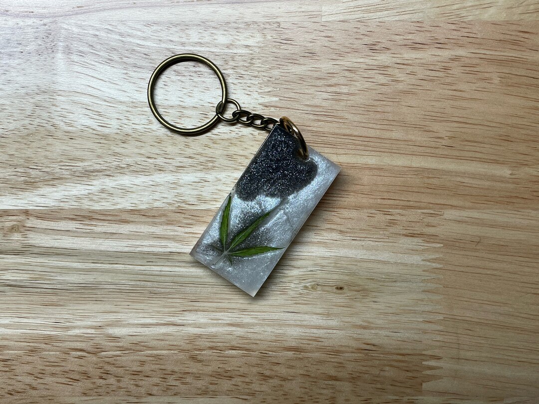 Real Marijuana Leaf Keychain Black and White - Etsy