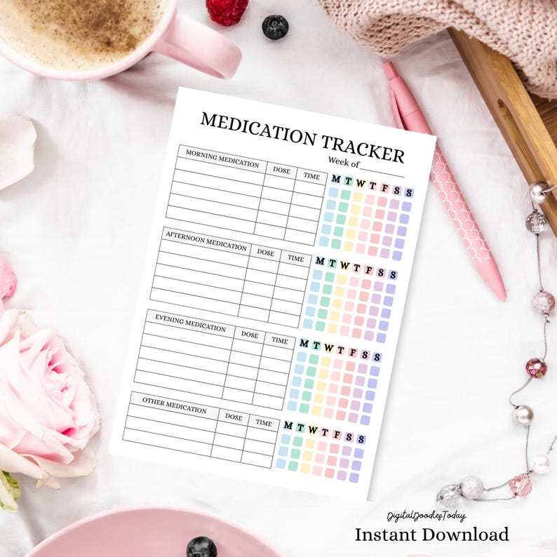 Daily Medication Tracker. Medication Log. Printable Medicine Log for ...