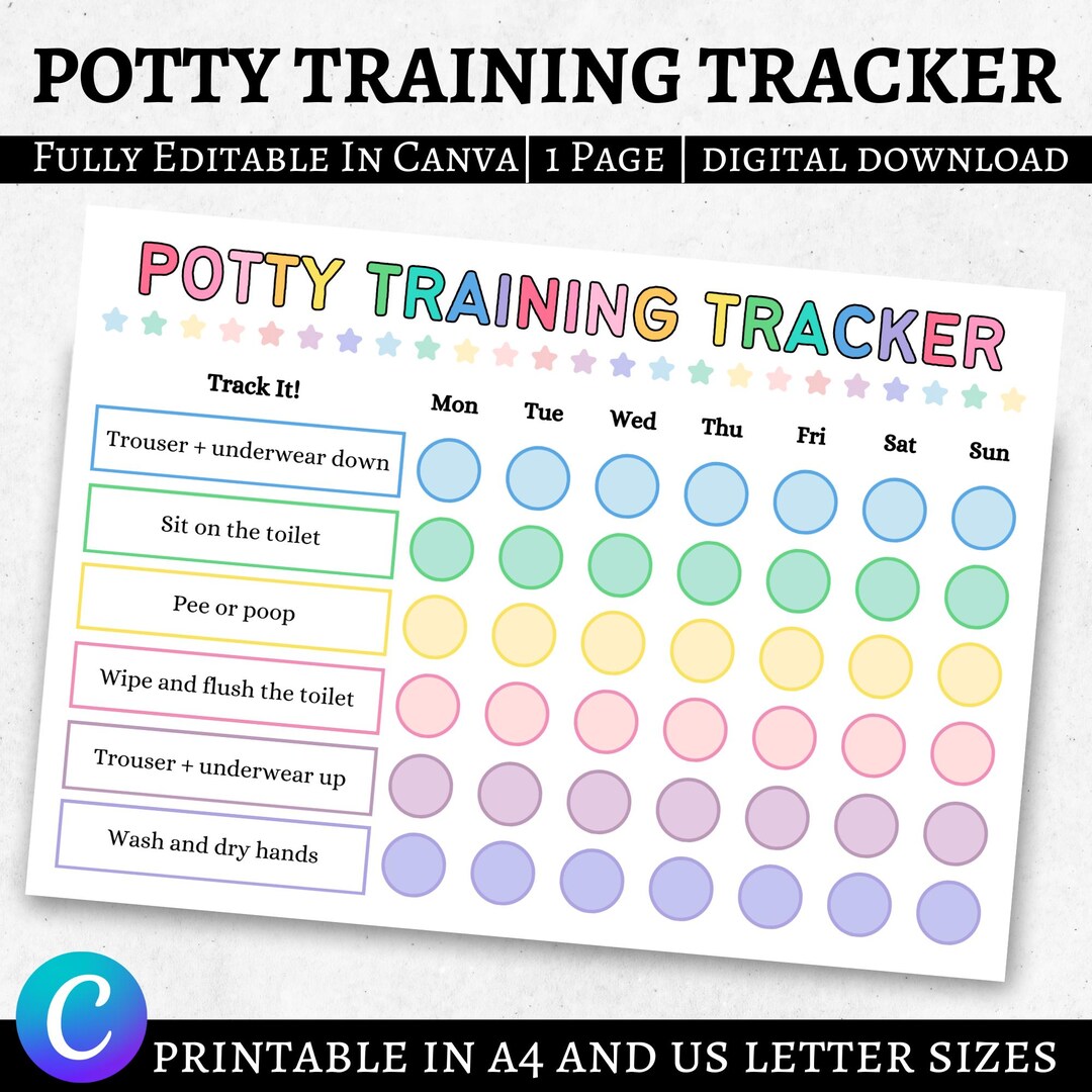 Potty Training Tracker Printable, Toilet Training Tracker, Potty ...