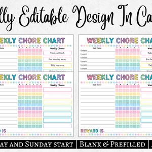 Editable Chore Chart for Kids | Printable | Kids Daily Weekly ...