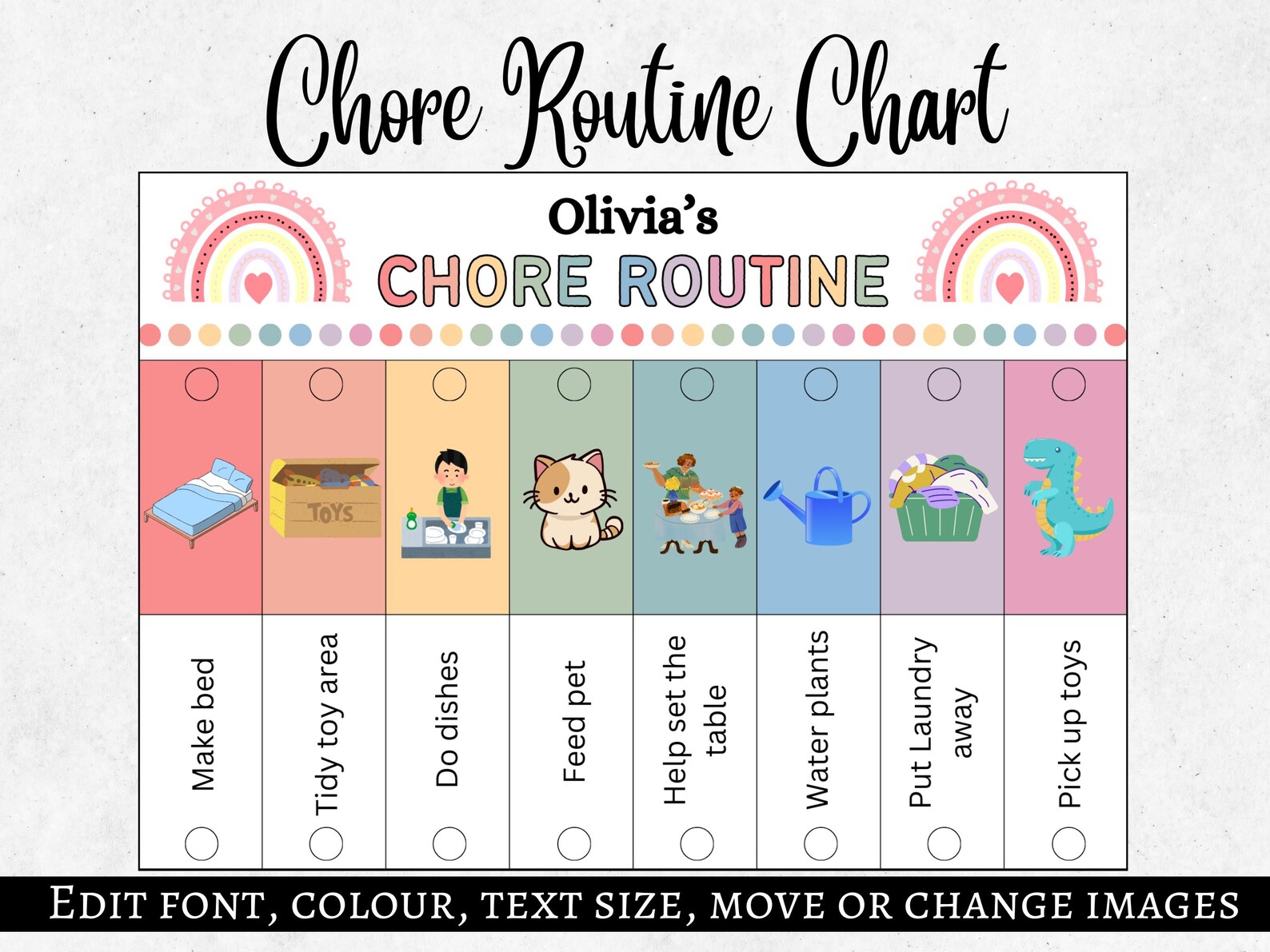 Kids Boho Flip Routine Chart Editable Printable, Morning Evening ...