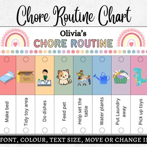 Kids Boho Flip Routine Chart Editable Printable, Morning Evening ...