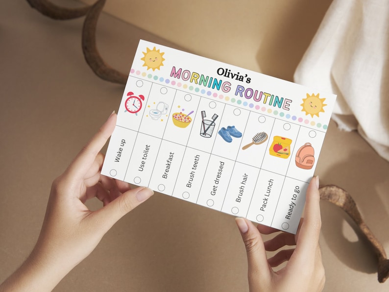 Kids Flip Routine Chart Editable Printable, Morning Evening Bedtime ...