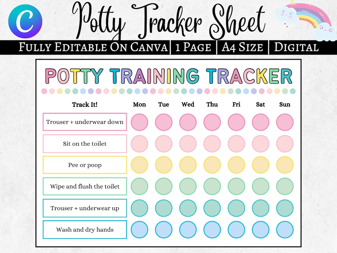Potty Training Tracker Printable, Toilet Training Tracker, Potty ...