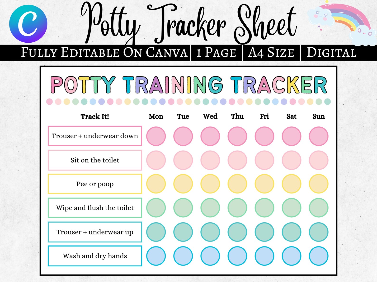 Potty Training Tracker Printable, Toilet Training Tracker, Potty ...