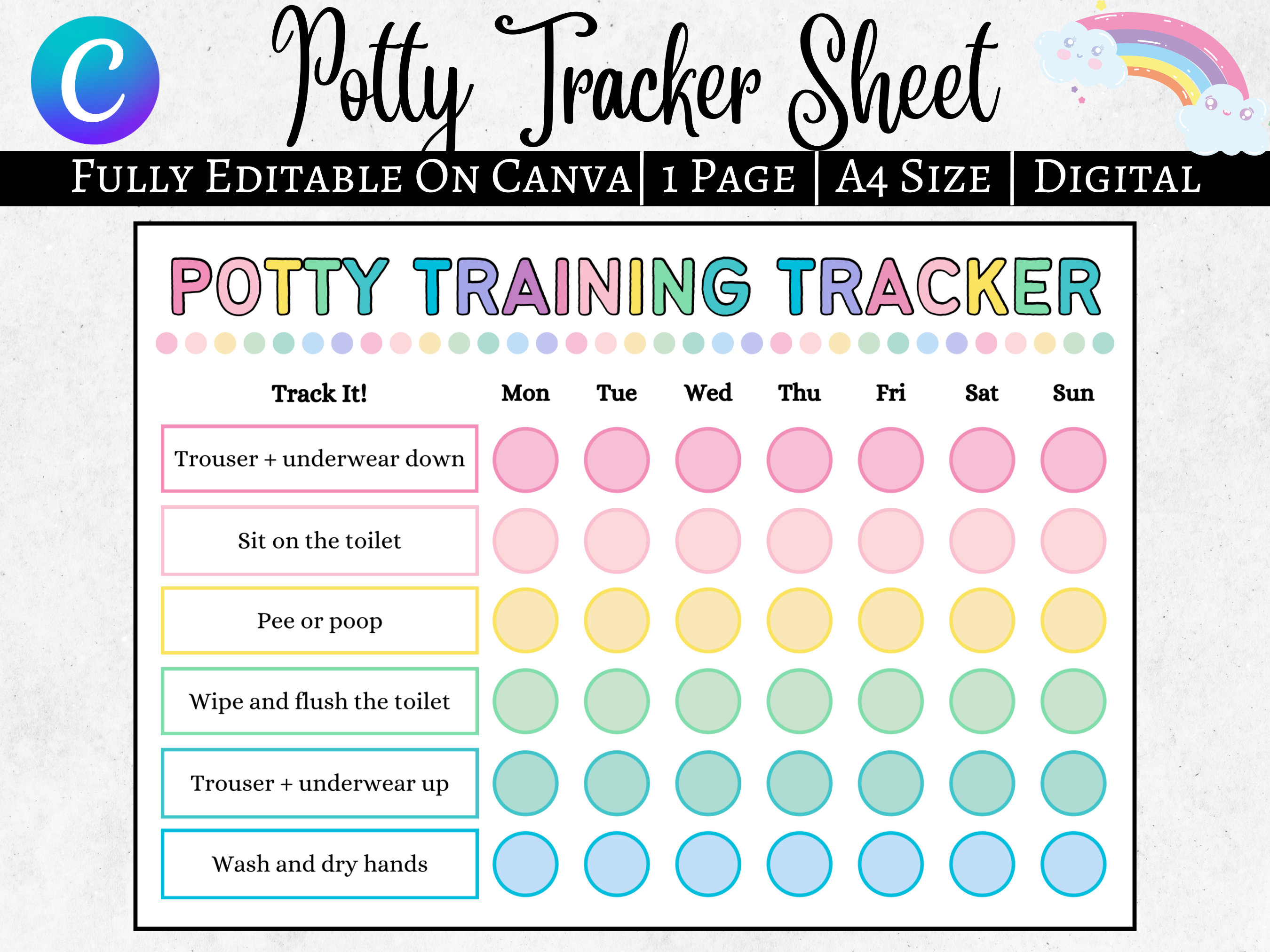 Potty Training Tracker Printable, Toilet Training Tracker, Potty ...