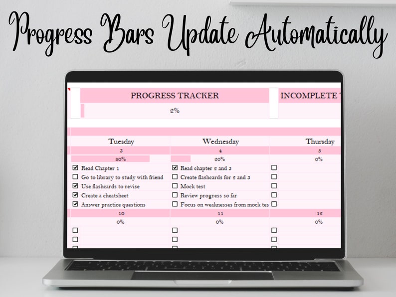 Study Spreadsheet Student Planner Digital Task Tracker - Etsy