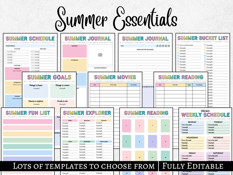 Kids Summer Planner, Printable Summer Planner, Summer Kids Bucket List ...