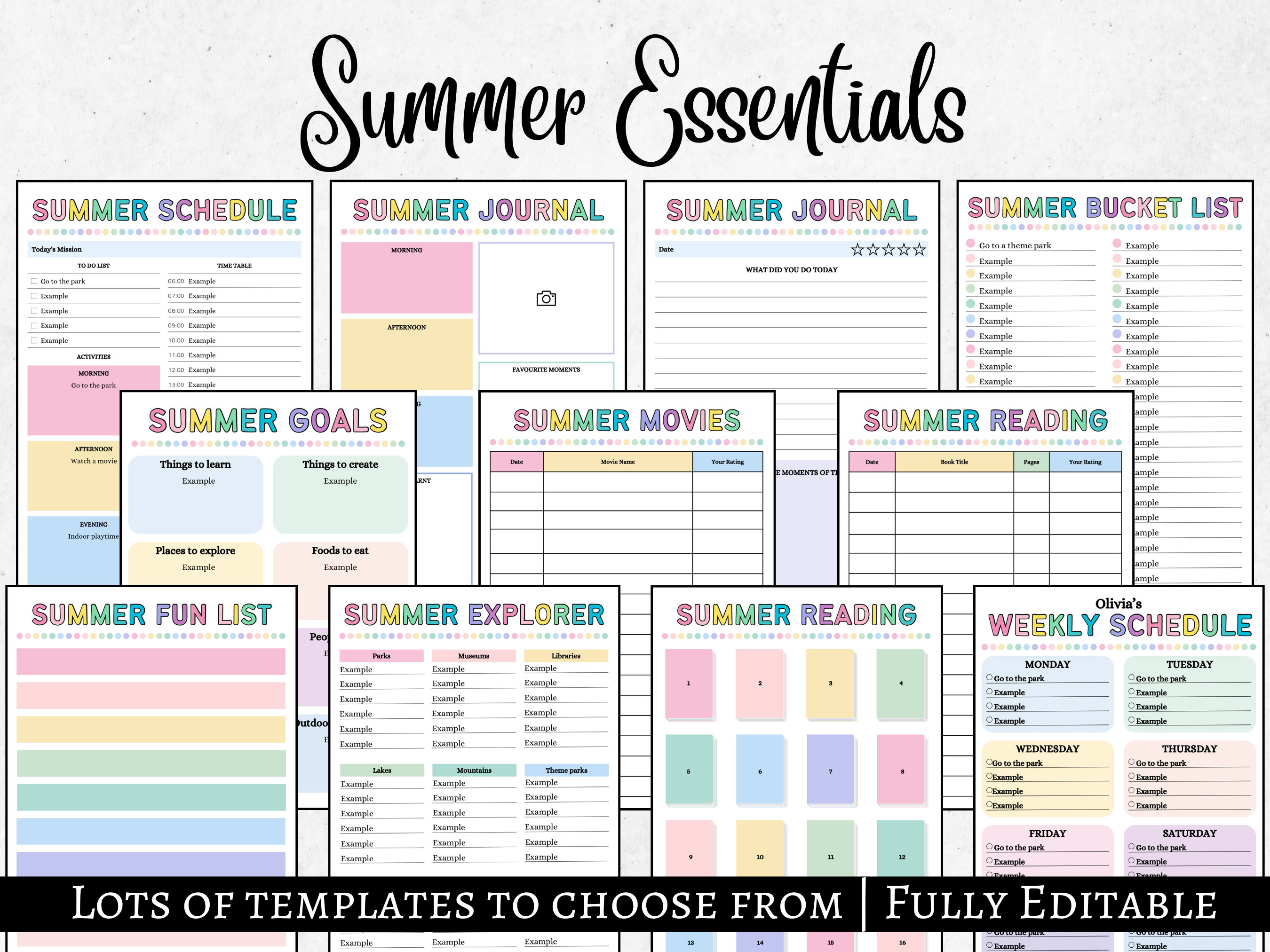 Kids Summer Planner, Printable Summer Planner, Summer Kids Bucket List ...