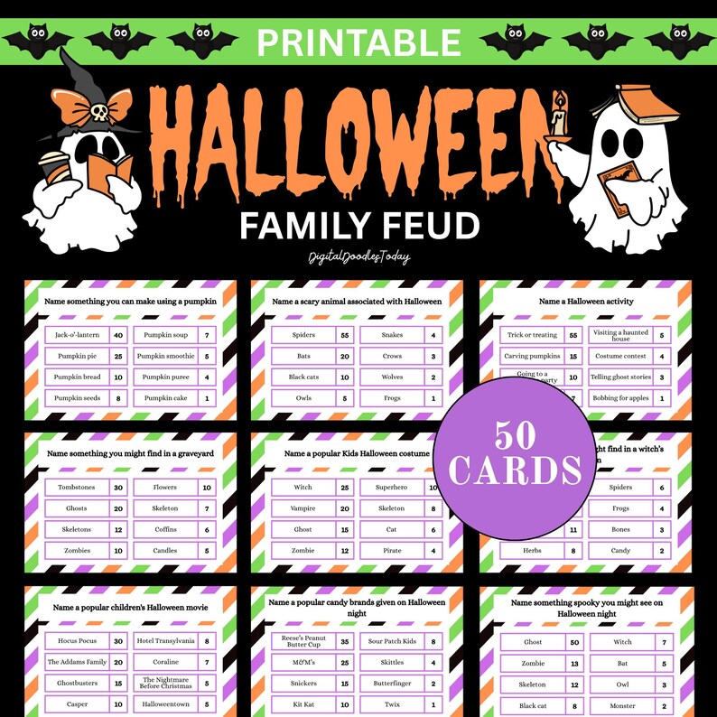 Halloween Friendly Feud | Printable Halloween Game | Halloween Activity ...