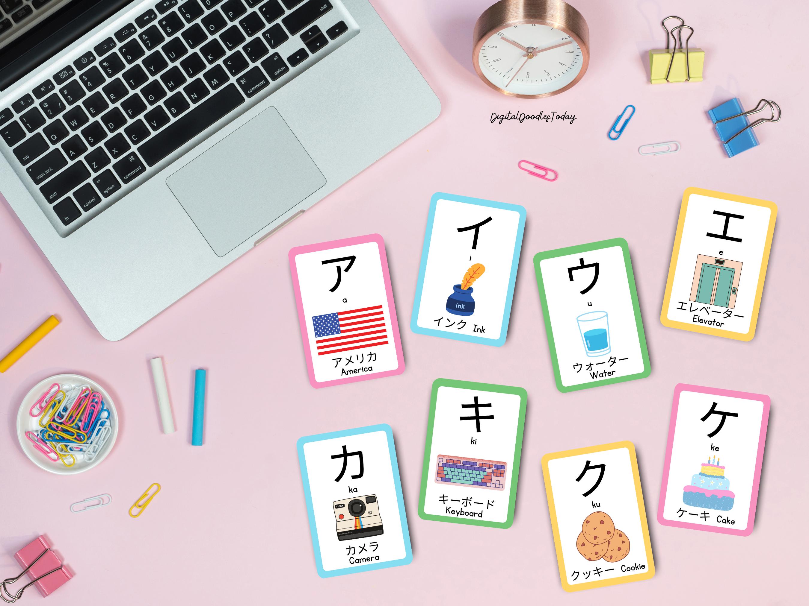 Japanese Katakana Flashcards, Katakana Printable Flashcards, Japanese ...