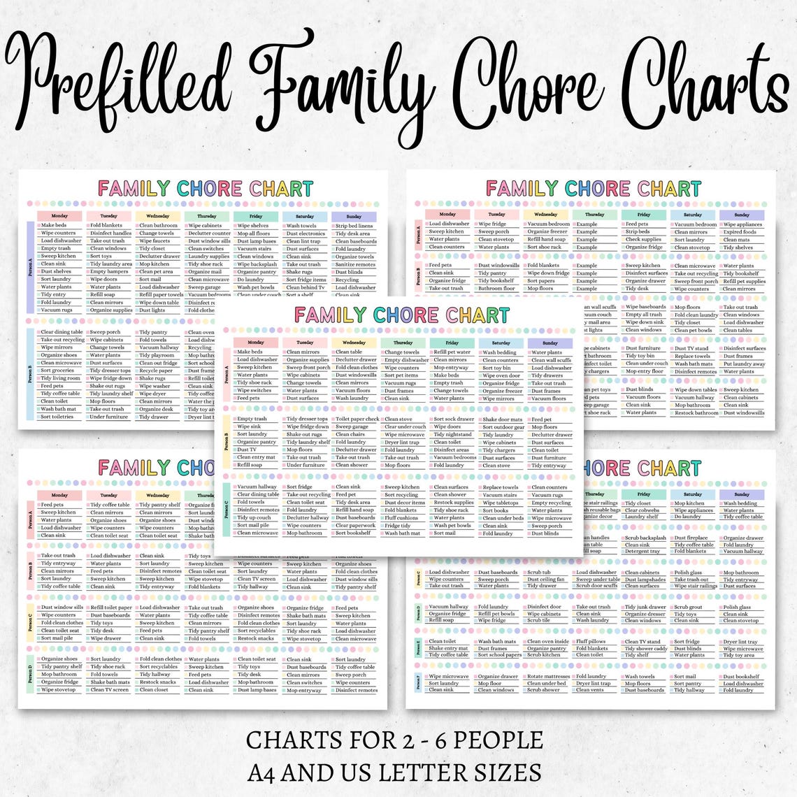 Weekly Family Chore Chart Editable and Printable Pdf,family Chore List ...