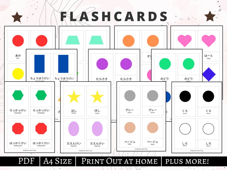 Japanese Shapes Flashcards, Japanese Colors Flashcards, Japanese ...
