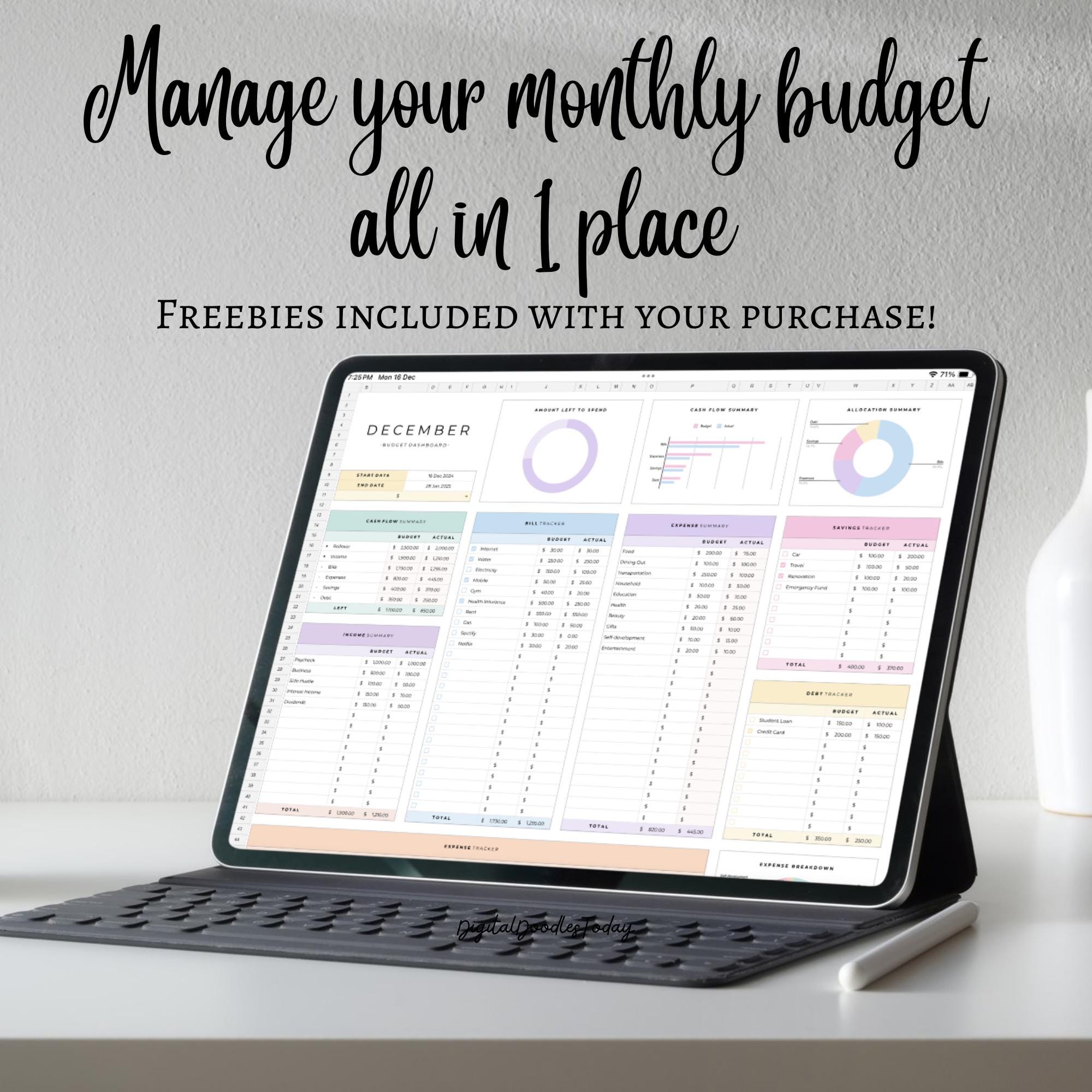 Budget Planner Google Sheet Monthly Budget Spreadsheet Paycheck Budget ...