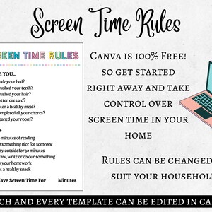 Editable Screen Time Checklist, Screen Time Rules,screen Time Chore ...