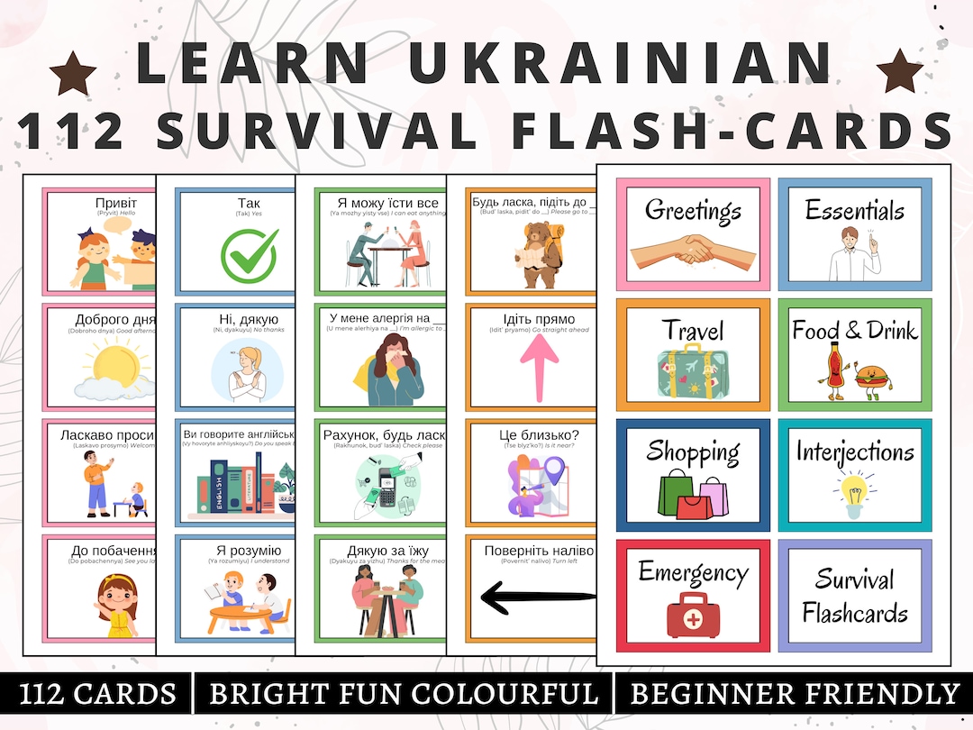 Ukrainian Flashcards for Beginners, Ukrainian Printable Flashcards ...