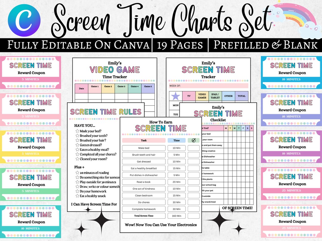 Editable Screen Time Checklist, Screen Time Rules,screen Time Chore ...