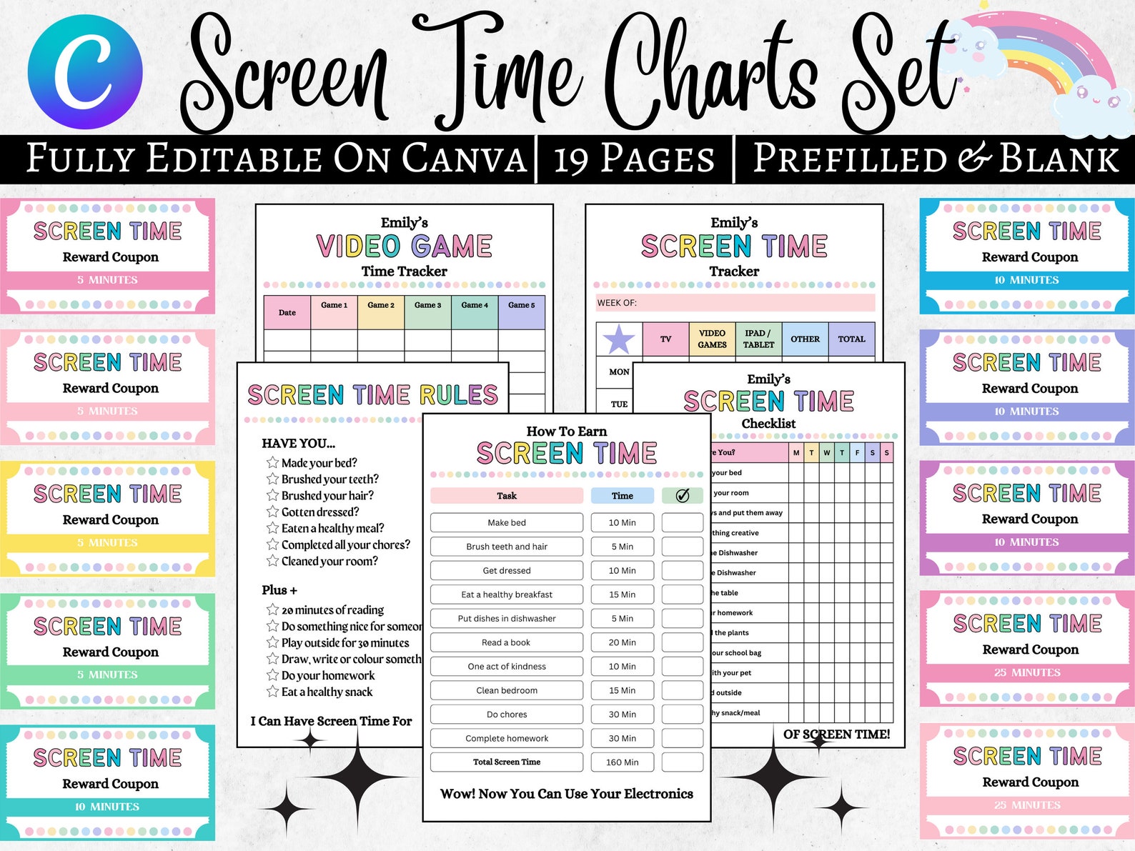 Editable Screen Time Checklist, Screen Time Rules,screen Time Chore ...