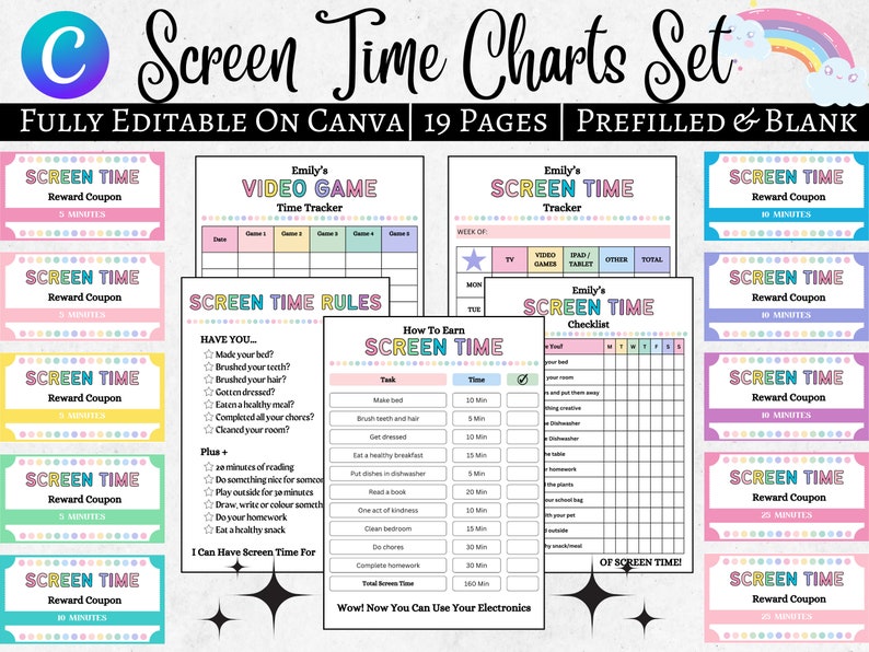 Editable Screen Time Checklist, Screen Time Rules,screen Time Chore ...
