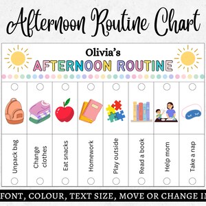 Kids Flip Routine Chart Editable Printable, Morning Evening Bedtime ...