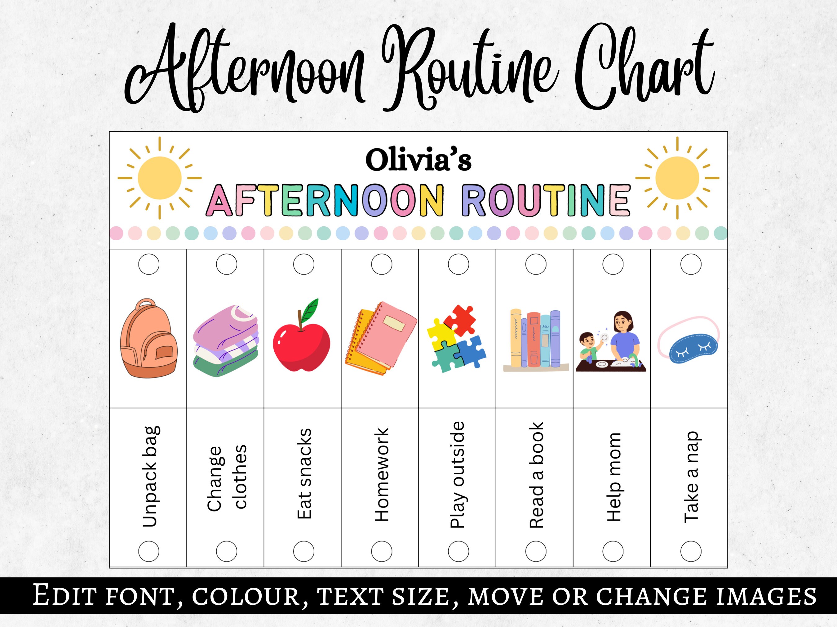 Kids Flip Routine Chart Editable Printable, Morning Evening Bedtime ...