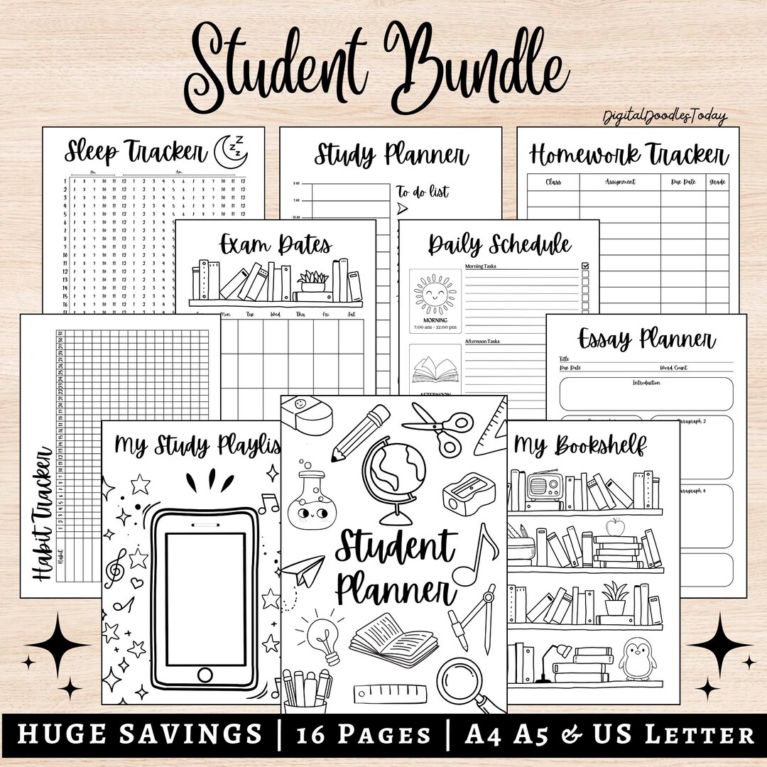 Student Study Bundle, Student Bullet Journal, Bullet Junk Journals ...