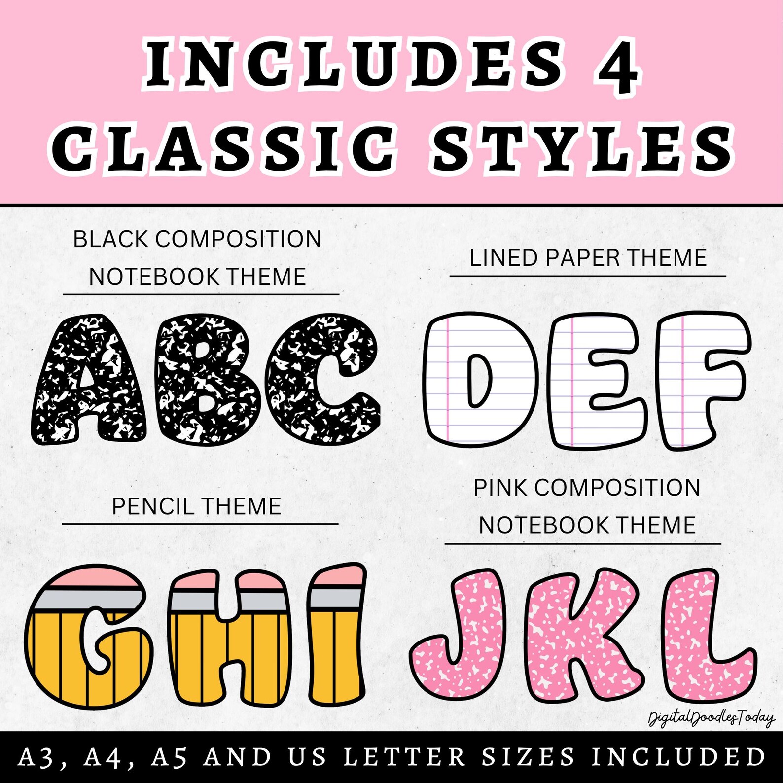 School Supply Bulletin Board Alphabet Letters Classroom Decor Teacher ...