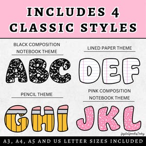 School Supply Bulletin Board Alphabet Letters Classroom Decor Teacher ...