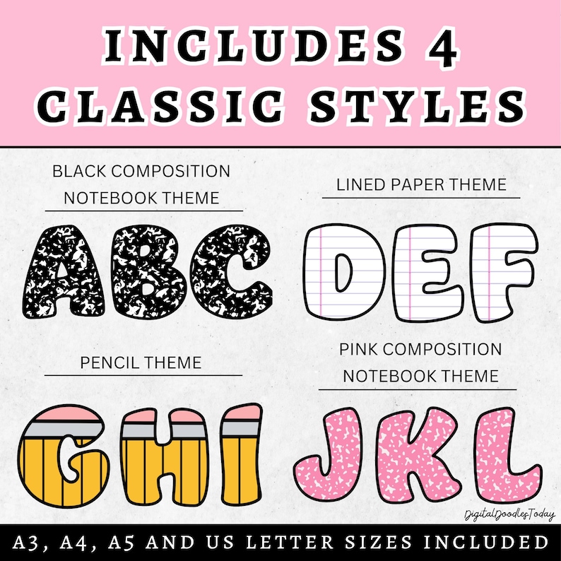 School Supply Bulletin Board Alphabet Letters Classroom Decor Teacher ...