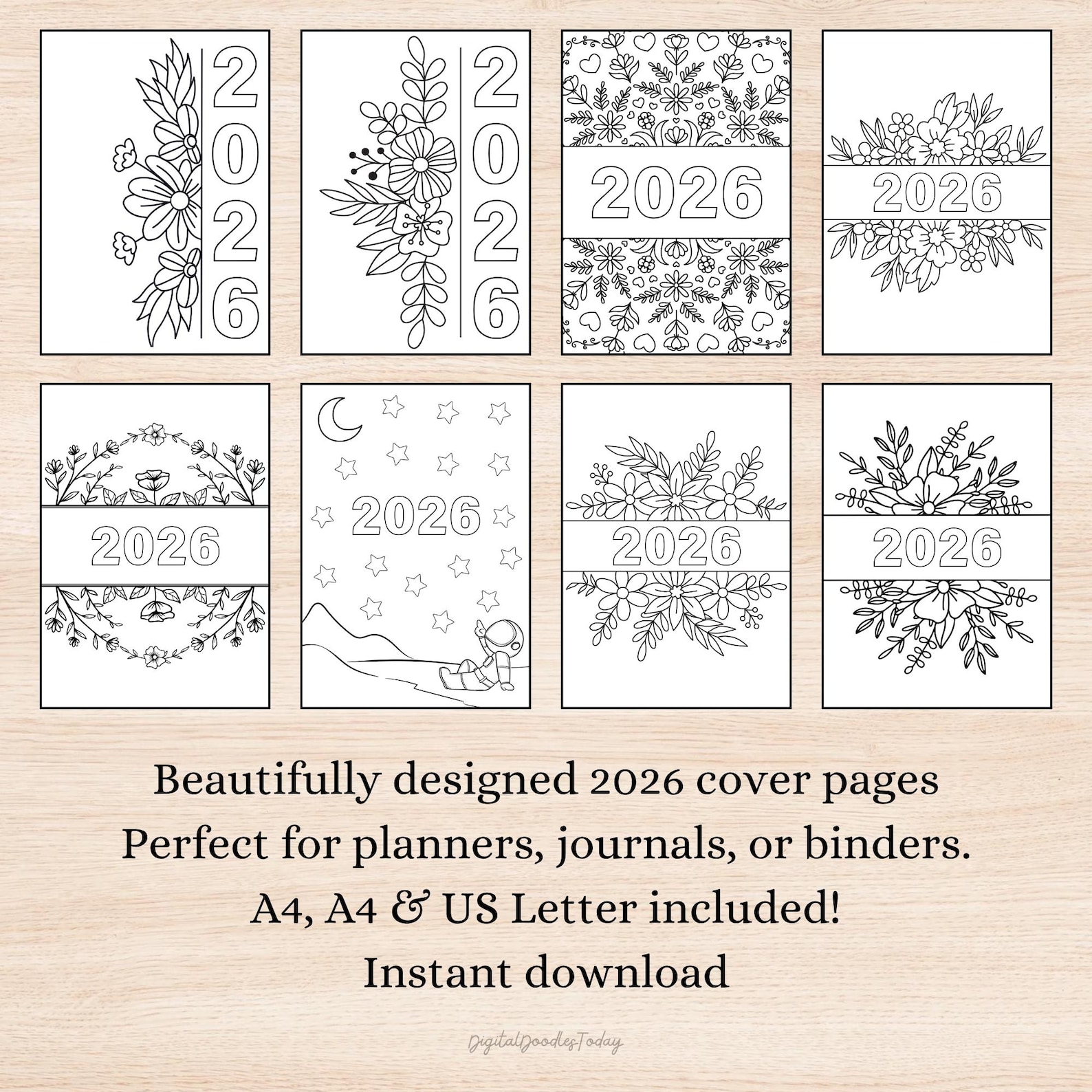 2026 Bullet Journal Covers, Yearly Cover Pages, 2026 Bullet Journal ...