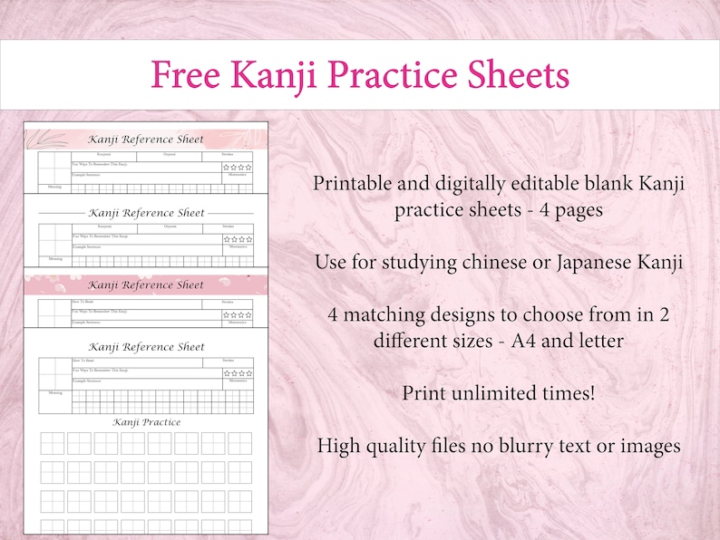 Kanji Practice Sheet Printable Worksheet for Japanese and Chinese ...
