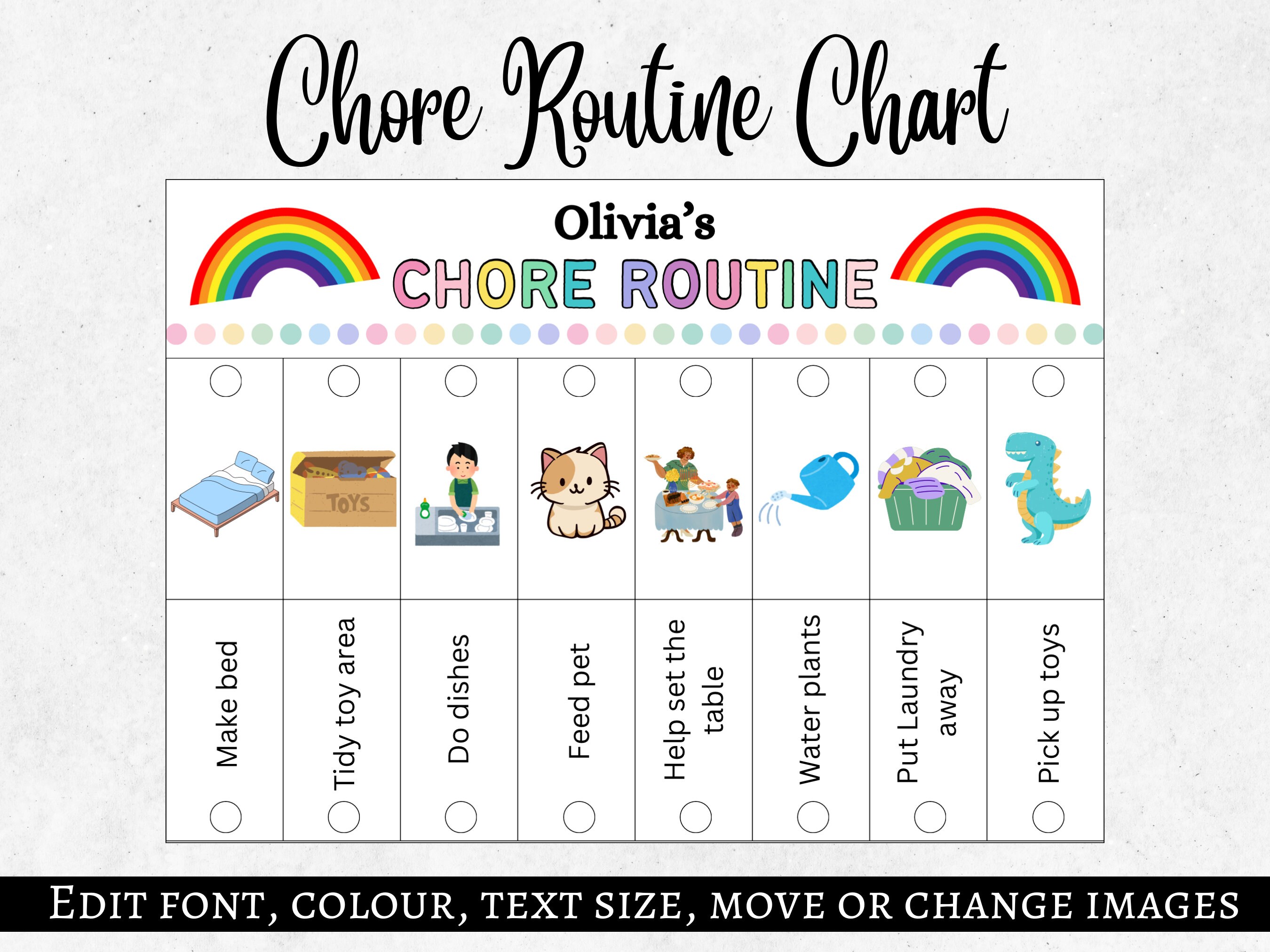 Kids Flip Routine Chart Editable Printable, Morning Evening Bedtime ...