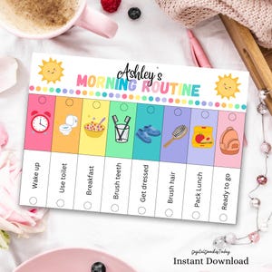 Kids Flip Routine Chart Editable Printable, Morning Evening Bedtime ...