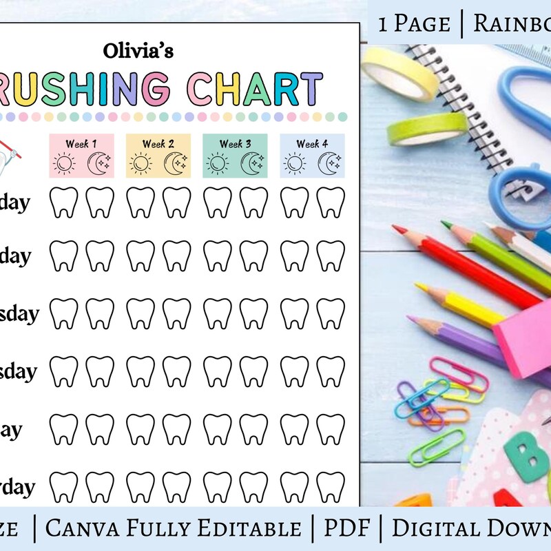 Tooth Brushing Chart - Etsy