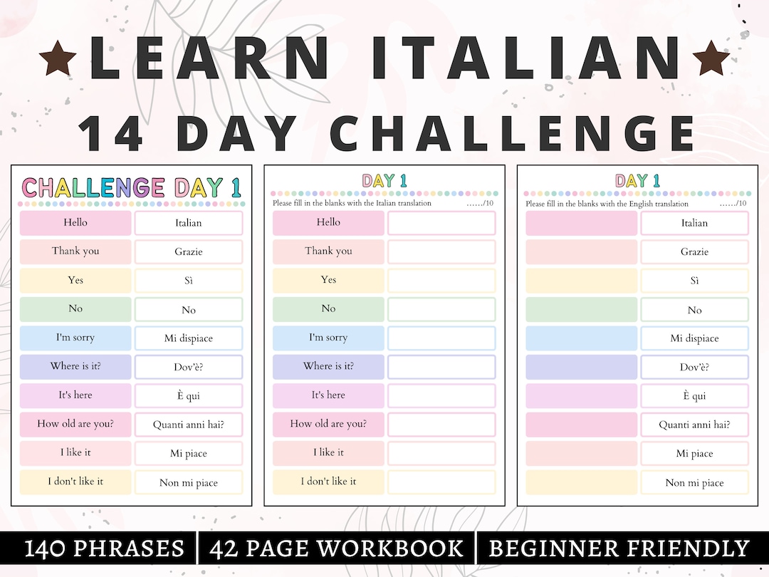 Italian Language, Italian Practice Basic Phrases & Expressions, Italian ...