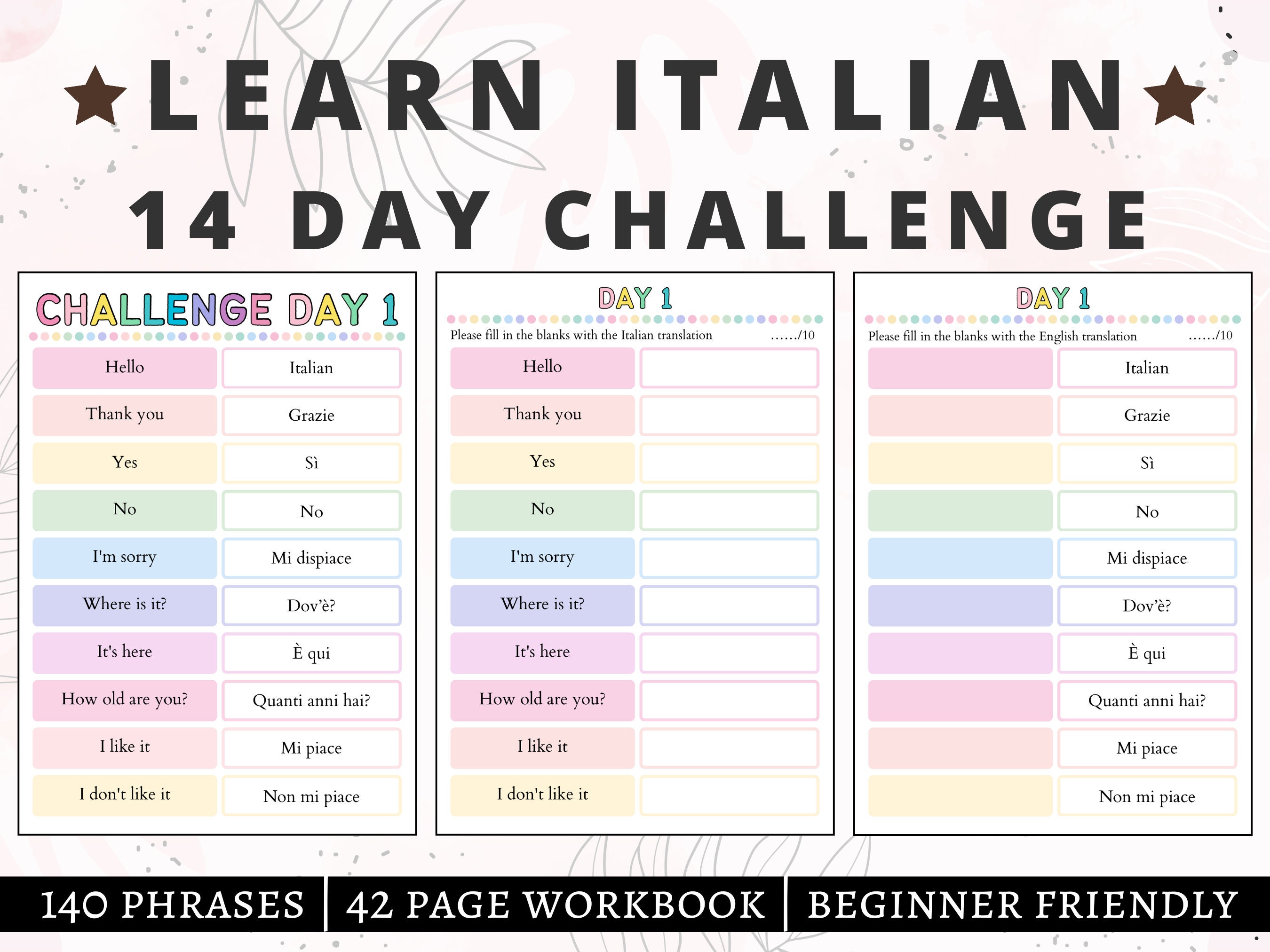 Basic Italian Language Printable