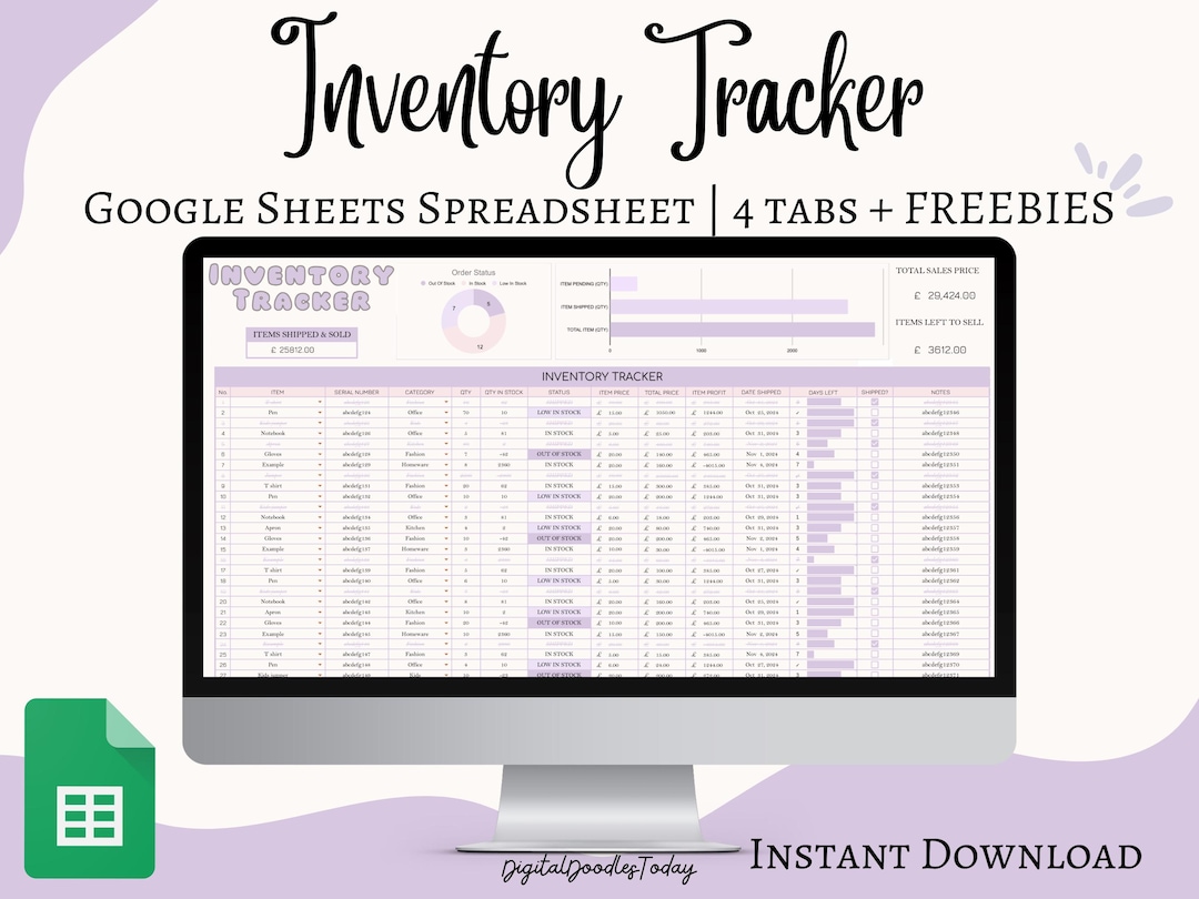 Inventory Tracker Spreadsheet Google Sheets | Products Inventory ...