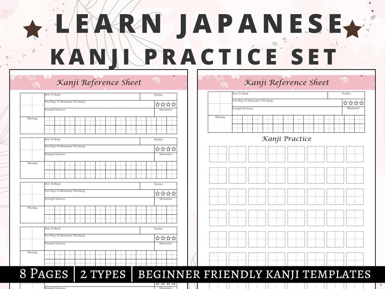 Kanji Practice Sheet Printable Worksheet for Japanese and Chinese ...
