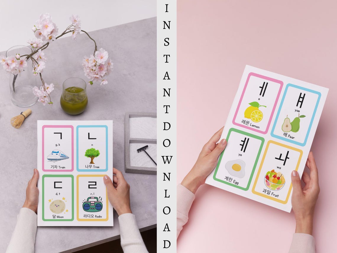 Korean Flashcards Digital Download PDF Korean Alphabet Korean Practice ...