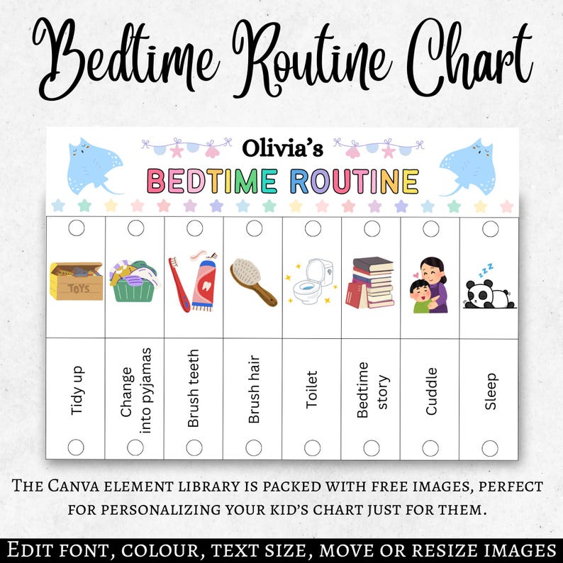 Kids Flip Chart Editable Printable, Morning Evening Bedtime Flip Chart ...