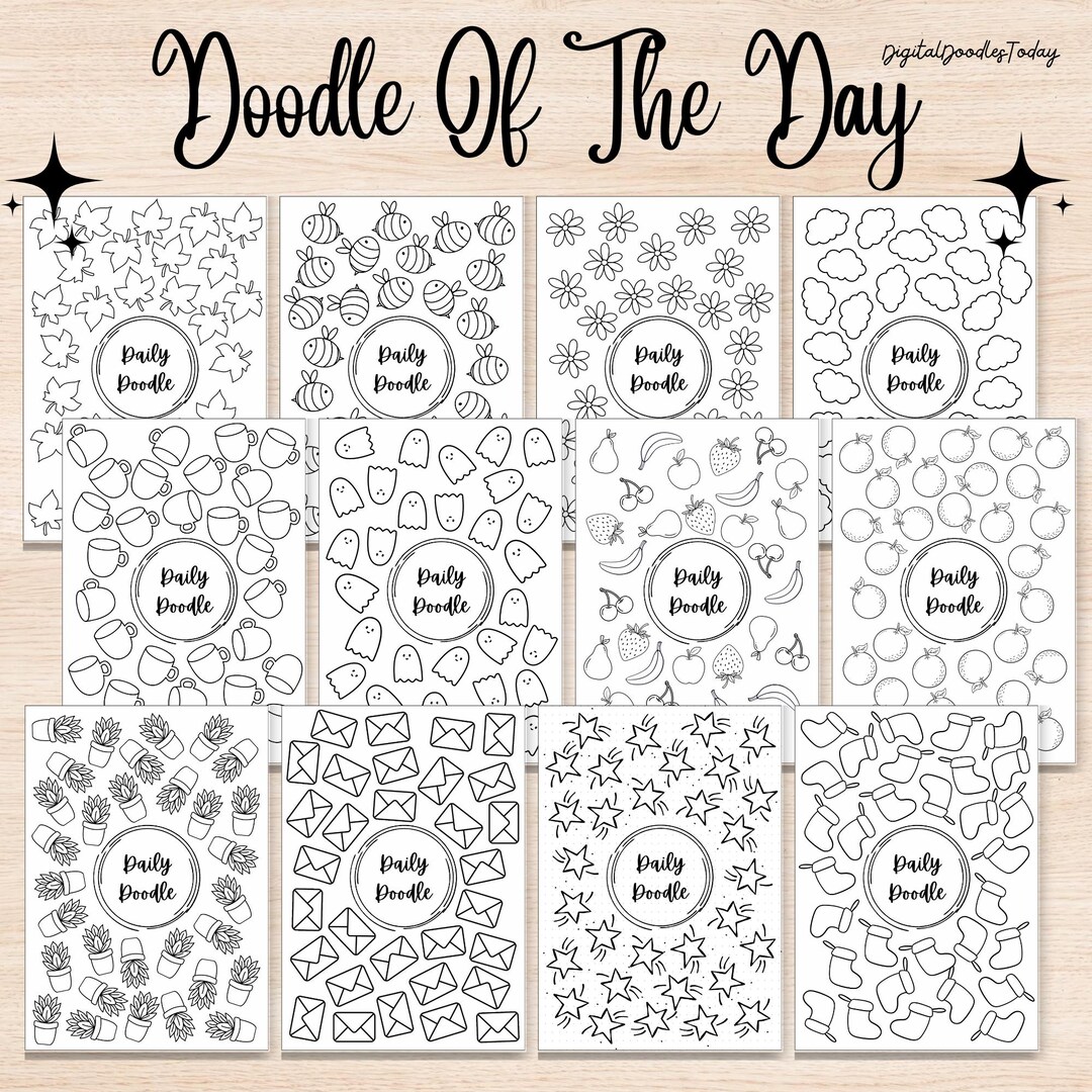 Paquete de Dibujos Diarios, Páginas Imprimibles para Bullet Journal ...
