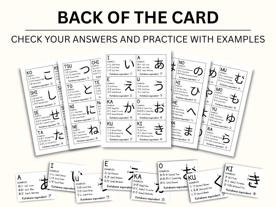Japanese Hiragana Flashcards, Hiragana Printable Flashcards, Japanese ...