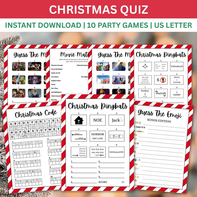 Printable Christmas Quiz With Answers Picture Round Quiz Sheets, Pub ...
