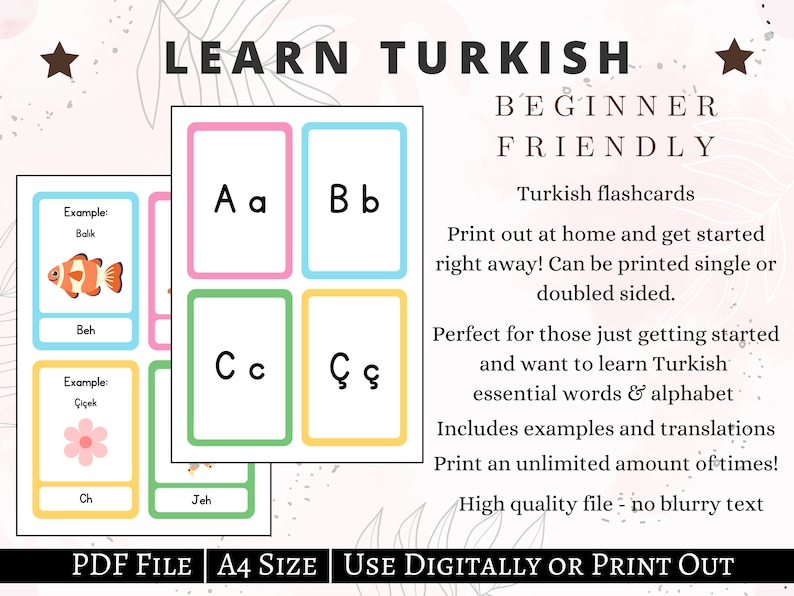 Turkish Flashcards Turkish Alphabet Turkish Practice Turkish Cards Turkish Language