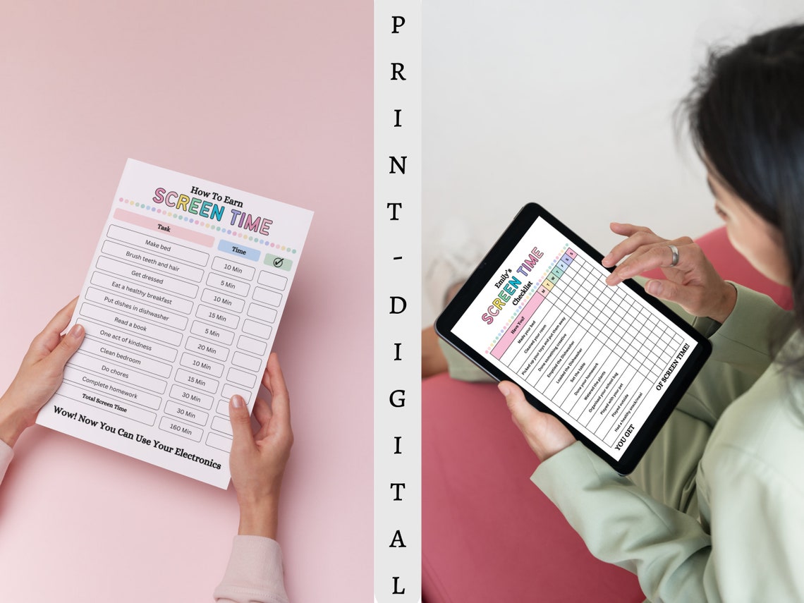 Editable Screen Time Checklist, Screen Time Rules,screen Time Chore ...