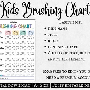 Printable I Brushed My Teeth Chart, Kids Teeth Brush Tracker, Teeth ...