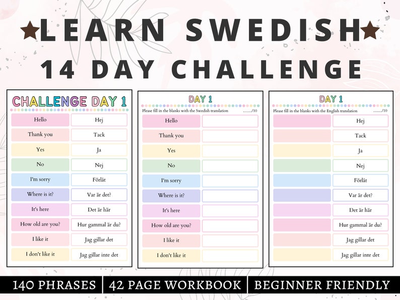 Swedish Language Learning | Swedish Workbook | Swedish Practice | Learn ...