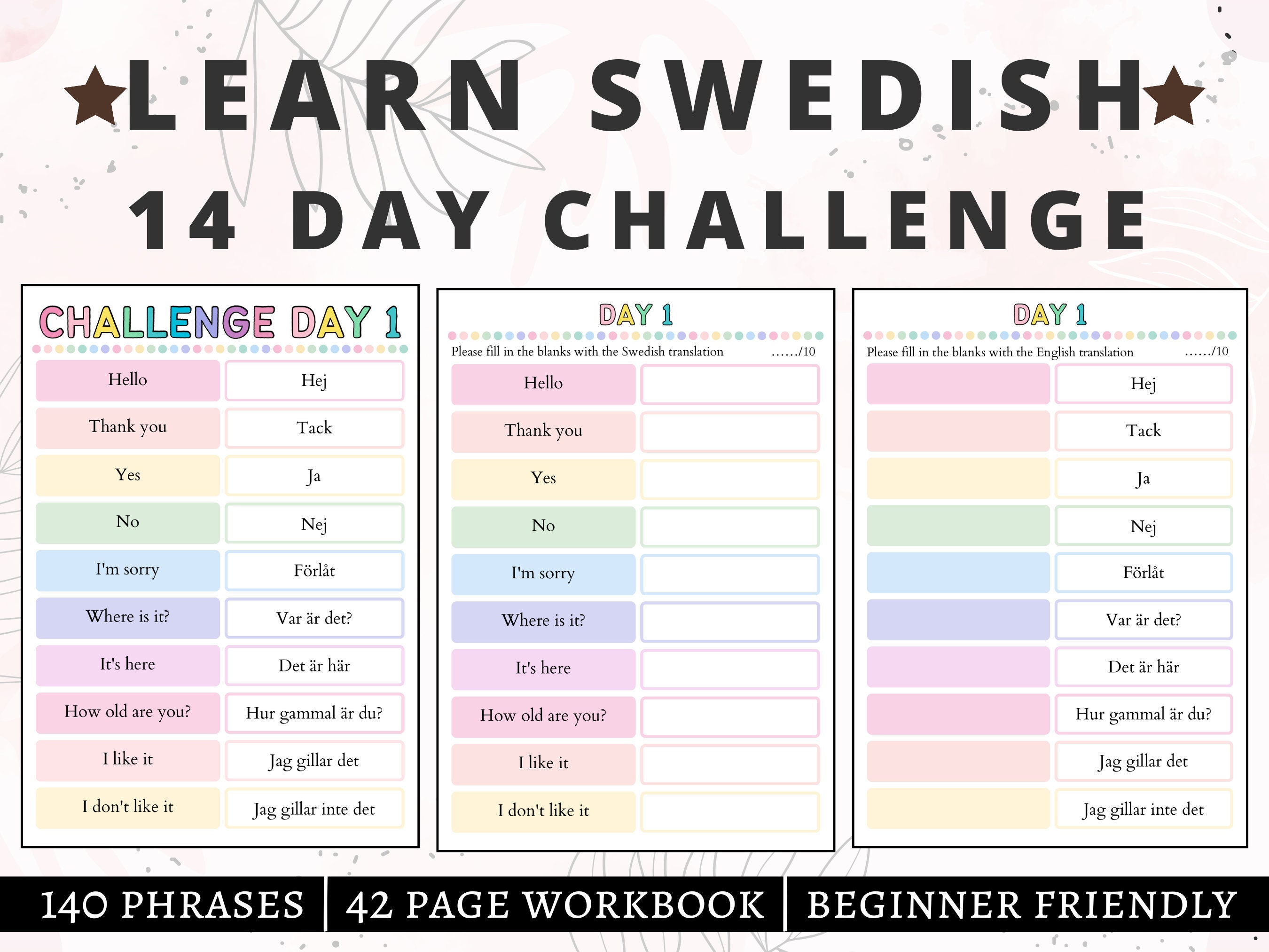 Swedish Language Learning | Swedish Workbook | Swedish Practice | Learn ...